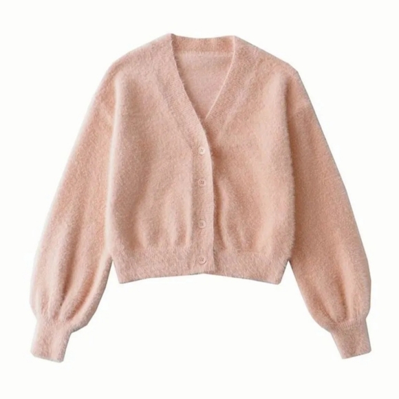Sweaters | Fuzzy Pink Cardigan | Poshmark